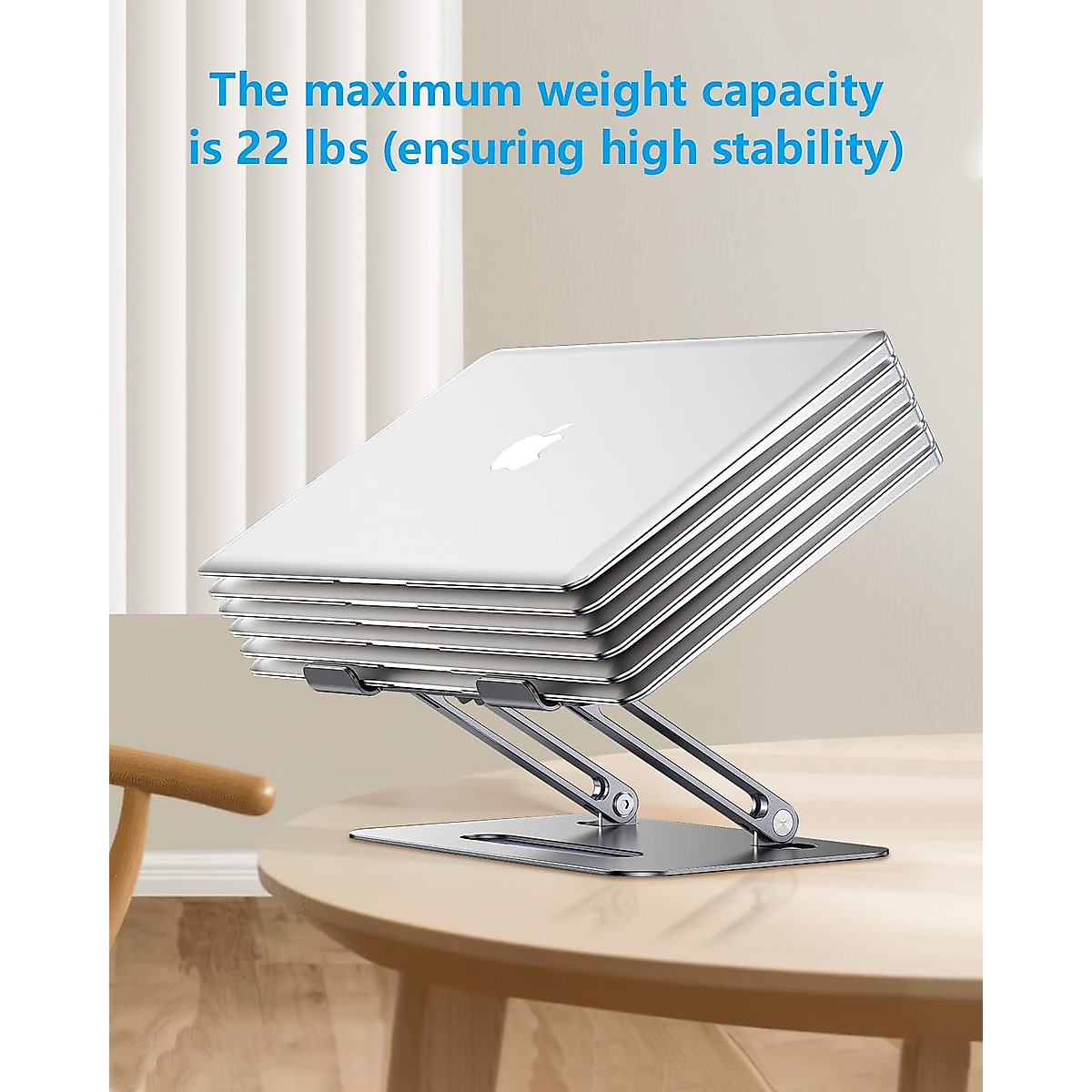 YICOSUN Laptop Stand with Fan Cooling | Foldable Holder for 12" 14" 15" 16" Tablet MacBook & Pro, Mac, Surface | Powerful Laptop Cooler Stand for Working, Gaming, Dj | Grey Aluminum Breathable Tray