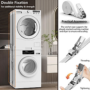 JHCHU Universal Stacking Kit for Washer and Dryer, Adjustable Frame Range 17-3/4" ~ 26-3/4" (45~68cm), Offering Solutions for Stacking Different Sizes of Washing Machine and Tumble Dryers