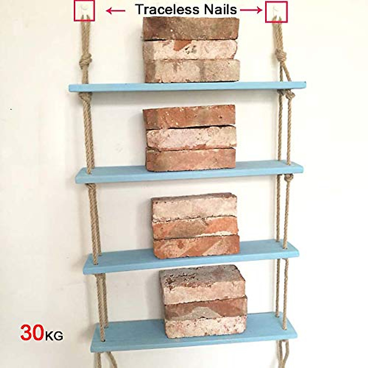 OWUV Hanging Shelf for Wall, Modern Creative Bookshelf, Decorative Wall Shelf, Floating Shelf, Green/Blue/Pink/White/Yellow/Gray, 1/2/3/4 Layer