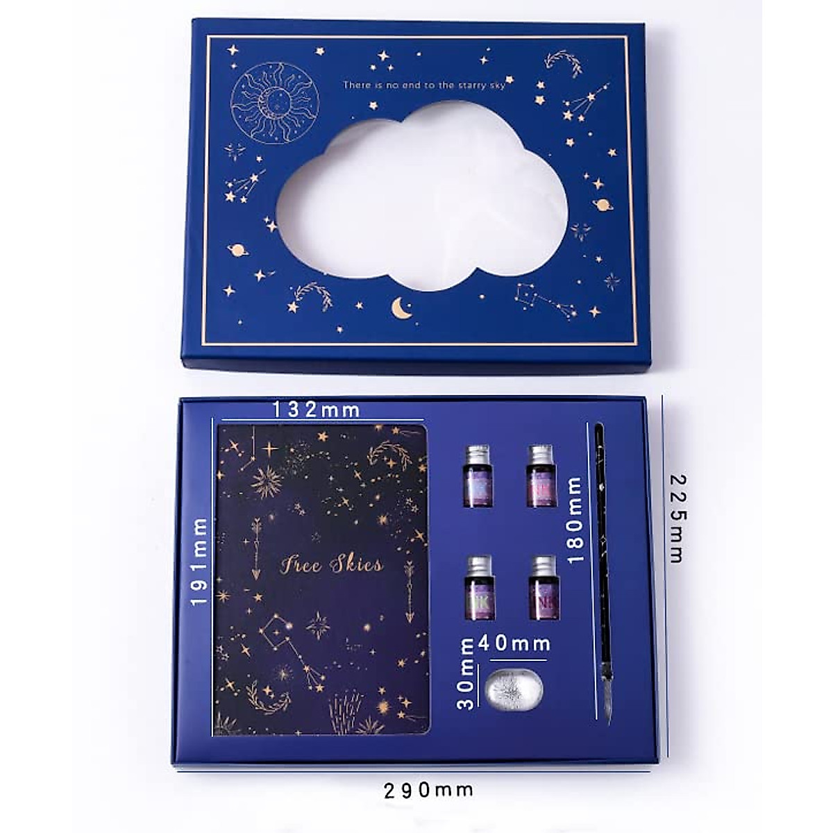 Glass Calligraphy Set With Journal - Dip Pen Set with Ink, Cute Journal & Pen Holder