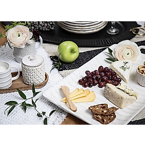 Mud Pie Stoneware Platter, White, 11 1/2" x 19"