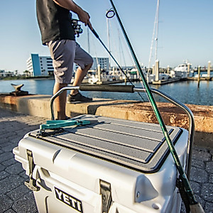 Castaway Customs SeaDek Foam Yeti Seat Cushion | 3M Adhesive Backing | Cooler Pad Accessory | Washable & Durable | Fits Roadie 20 QT (Storm Gray/Black)