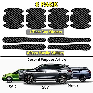 Lumine Car 8PCS Car Door Handle Sticker Carbon Fiber Anti-Scratches Protective Films Door Side Paint Protection Car Door Handle Cup Protector Films, Universal, Medium