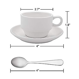 AOZITA Espresso Cups and Saucers with Espresso Spoons, Stackable Espresso Mugs,12-piece 2.5-Ounce Demitasse Cups (Protective Packaging)