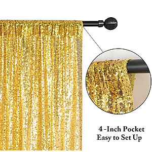 Eternal Beauty Gold Sequin Backdrop, 6x8 Ft Glitter Background Curtains for Shimmer Photography Party Wedding Birthday Back Drop Decor
