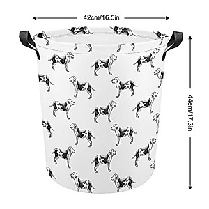American Bulldogs Foldable Laundry Basket Waterproof Hamper Storage Bin Bag with Handle 16.5"x 16.5"x 17"