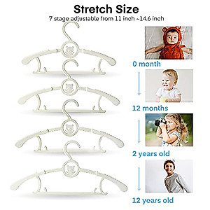 Baby Clothes Hangers, Adjustable Clothes Hangers for Infant and Baby- 10packs,, White