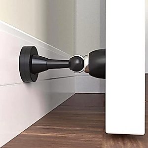 Door Stoppers, Magnetic Door Stop, 2 Pack Black Stainless Steel Magnetic Door Catch Wall Protector, Heavy Duty for Various Door Types, Wall & Floor Mount