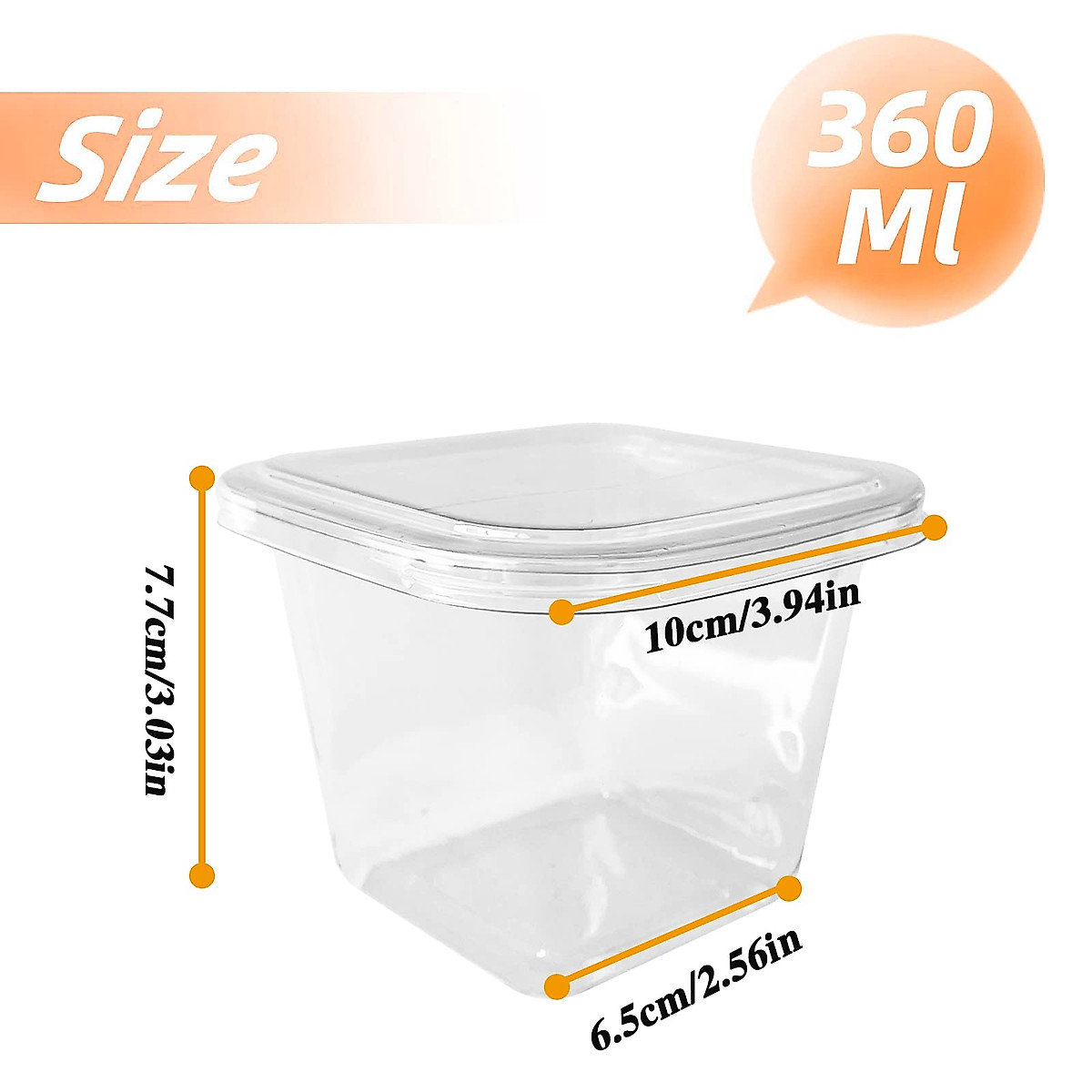 Qyyiguf 50 Pcs 12Oz Plastic Dessert Cups with Lids and Spoons,Square Parfait Cups,Disposable Cake Container for Cupcake,Pudding,Snacks,Fruits,Mousse,Ice Cream