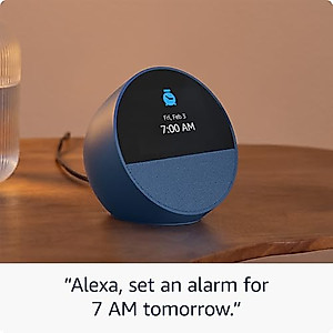 Amazon Echo Spot (newest model), Great for nightstands, offices and kitchens, Smart alarm clock with Alexa, Black