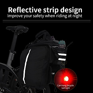 KOOTU Bike Rack Bag Trunk Waterproof Bicycle Bag with Hand Strap,Carbon Leather Extendable Bike Rear Rack Bag Bike Panniers for Cycling Commuting Camping Outdoor Traveling