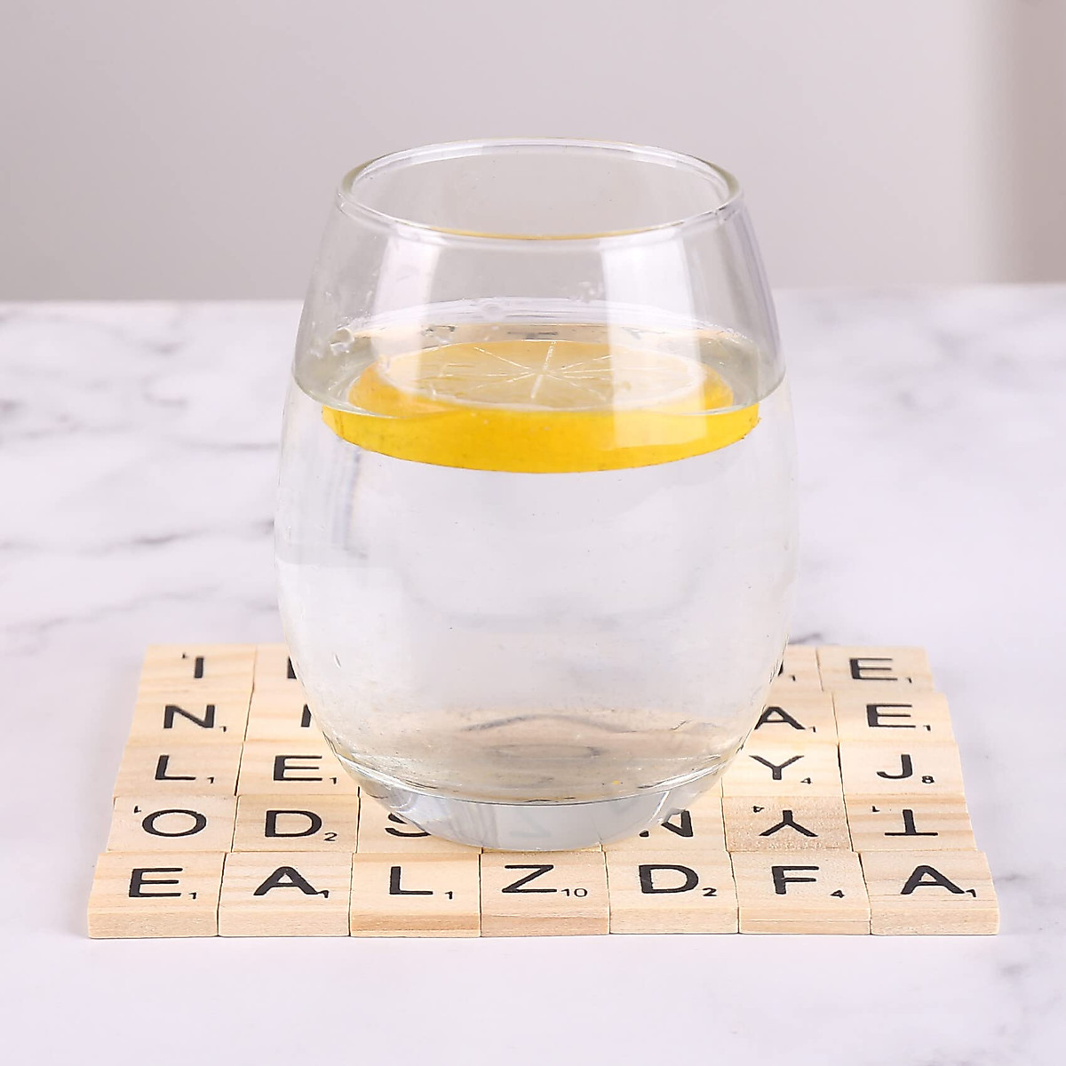 DSYJ Domino & Tile Games, Wood Letter Tiles, Scrabble Letters for Crafts - DIY Wood Gift Decoration - Scrabble Crossword Game Wood Color 400 Pcs