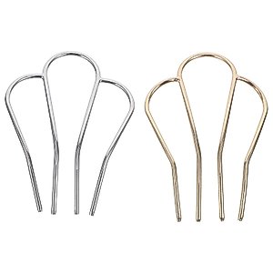 BESTOYARD 2pcs U Shaped Hair Fork Side Fork Style Hairpin 4 Prong Hair Updo Bun Hairpin Sticks Alloy Hair Clips Grips Hair Styling Accessories for Women Girls