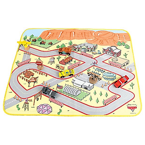 Just Play Disney Wooden Toys Disney Pixar Cars 8-Piece Wooden Blocks and Playmat, Officially Licensed Kids Toys for Ages 18 Month