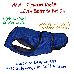 Lautus Pets Dog Cooling Vest - Lightweight Dog Cooling Jacket for Dogs. (S - Small 35cm, Blue)