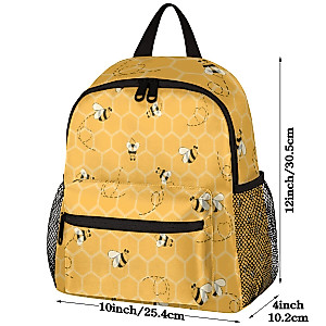 TropicalLife Toddler Backpack Cute Bee Kids Backpack for Boys and Girls Honeycomb Animal Bee Preschool Bag Kindergarten Schoolbag With Chest Strap