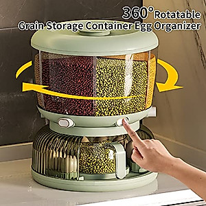 40lb Rice and Grain Storage Container, 360° Rotating Food Dispenser Measuring Cylinder with Lid Moisture Resistant Household, Airtight Storage of Black Rice, Yellow Rice and Other Small Beans