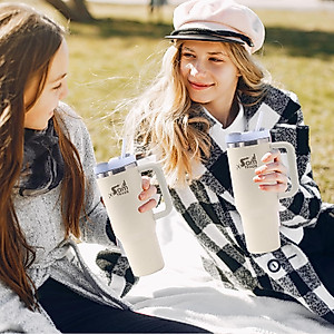 Samtrade Drinking Cup, Stainless Steel Insulated Tumbler with Handle (40oz) - 100% Leak-Proof Friendly Travel Mug, Light Gray, YX-T40