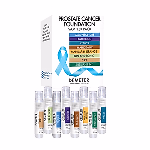 DEMETER Prostate Cancer Foundation Cologne Sampler Set, Fragrances - Mountain Air, Patchouli, Vetiver, Mahogany, Mandarin Orange, Gin and Tonic, Dirt, and Siberian Pine, Perfumes for Women and Men