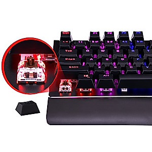 Rosewill Mechanical Gaming Keyboard, RGB Backlit Clicky Computer Mechanical Keyboard for PC, Laptop, Mac, Rainbow LED Modes with Side Backlight & Software Suite for Customization – Brown Switch