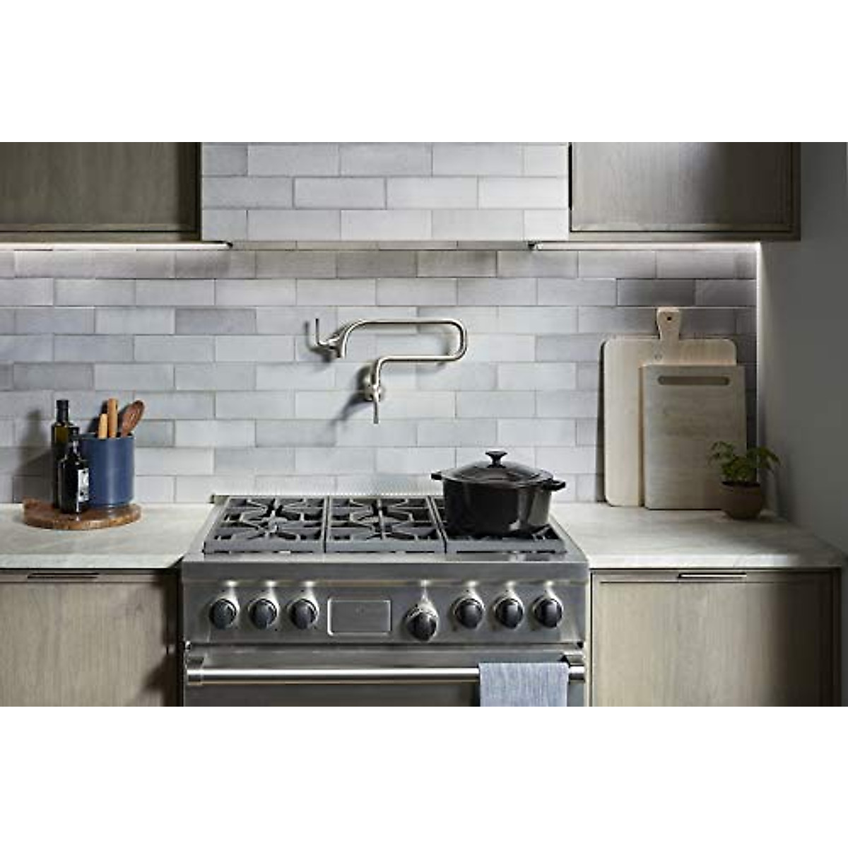 KOHLER 22066-VS Graze Wall-Mount Pot Filler, Pot Filler Faucet, Kitchen Sink Pot Filler Faucets, Vibrant Stainless