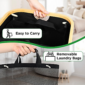 Laundry Hamper with Lid,160L Large Laundry Basket with Removable Inner Bag, Collapsible Dirty Clothes Hamper with Handle for Laundry Room,Bedroom, Black