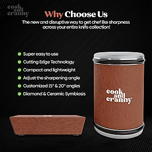 Rolling Knife Sharpener Professional Diamond Knife Sharpener Roller - Magnetic Angle Technology with 15, 20 Degrees - Rolling Knife Sharpening Tool for Any Steel Hardness - cook and cranny