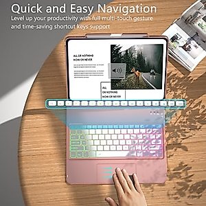 Keyboard Case for iPad Air 13 inch (M2) 2024, Touch iPad 12.9 inch 4th 3rd Generation Case with Keyboard 2020/2018,7 Colors Backlits Keyboard with Trackpad,Magic 360° Rotatable,Pencil Holder-Rose Gold