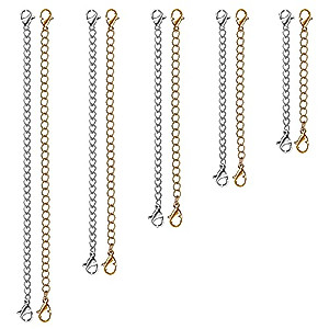 Necklace Extender, 10 PCS Chain Extenders for Necklaces, Premium Stainless Steel Jewelry Bracelet Anklet Necklace Extenders (5 Gold, 5 Silver), Length: 2" 3" 4" 5" 6", by UUBAAR