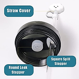 4pcs Spill Proof Stopper for Stanley, Silicone Spill Proof Stopper with 2pcs Cloud Straw Covers Reusable Spill Proof Plug Compatible with Stanley Cup 1.0 40/30oz