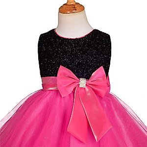 Dressy Daisy Baby Girls Special Occasion Dresses Wedding Flower Girl Pageant Gown Party Dress Size 18-24 Months, Black and Hot Pink
