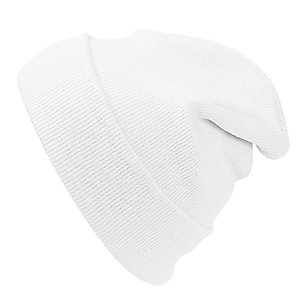 Cap911 Unisex Plain 12 inch Long Beanie - Many Colors White