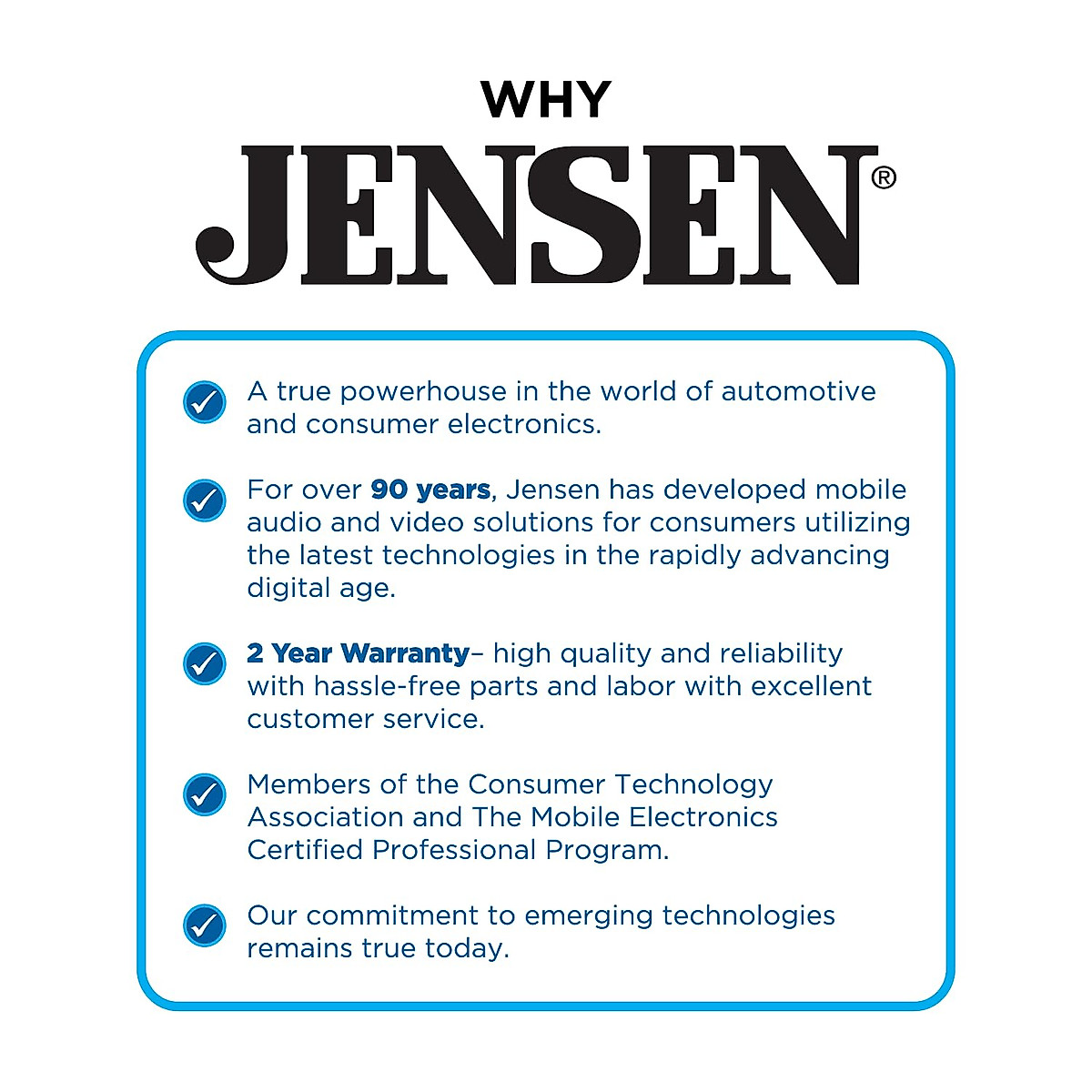 Jensen J1CA7W 7-inch Certified Apple CarPlay Android Auto Wired or Wireless | Double DIN Touchscreen Car Stereo Radio | Bluetooth | Backup Camera Input | USB Playback & Charge | Sirius XM Ready