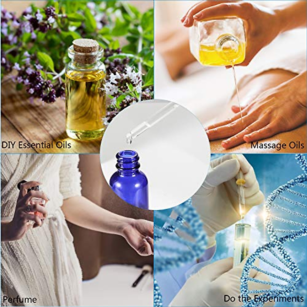 Ruckae Set of 24，1 oz Dropper Bottles with 2 Extra Fine Mist Sprayers, Funnel and Pen- 30ml Thick Cobalt Blue Glass Tincture Bottles with Eye Droppers - Leakproof Essential Oils Bottles