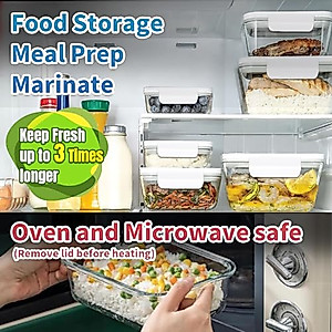 GENIEX Glass Vacuum Food Storage Containers Set - 3pc Square Vacuum Seal Containers for Meal Prep, Fruit Preservation, and Marinades - Easy Clean Food Saver for Vacuum Seal (Sealer Sold Separately)