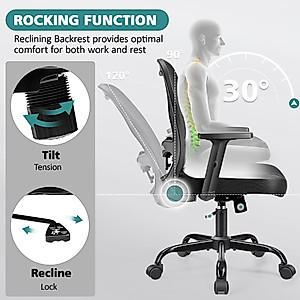 Primy Office Chair Ergonomic Computer Desk Chair, High Back Breathable Mesh Chair with Adjustable Lumbar Support 2D Armrests, Executive Rolling Swivel Comfy Task Chair with Wheels for Home Work Gaming