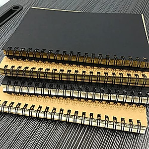 ZAYOIZY Spiral Bound Sketch Book Kraft Paper Sketch Pad Unlined Notebook, Wirebound Sketching Book/Pad for Drawing Painting