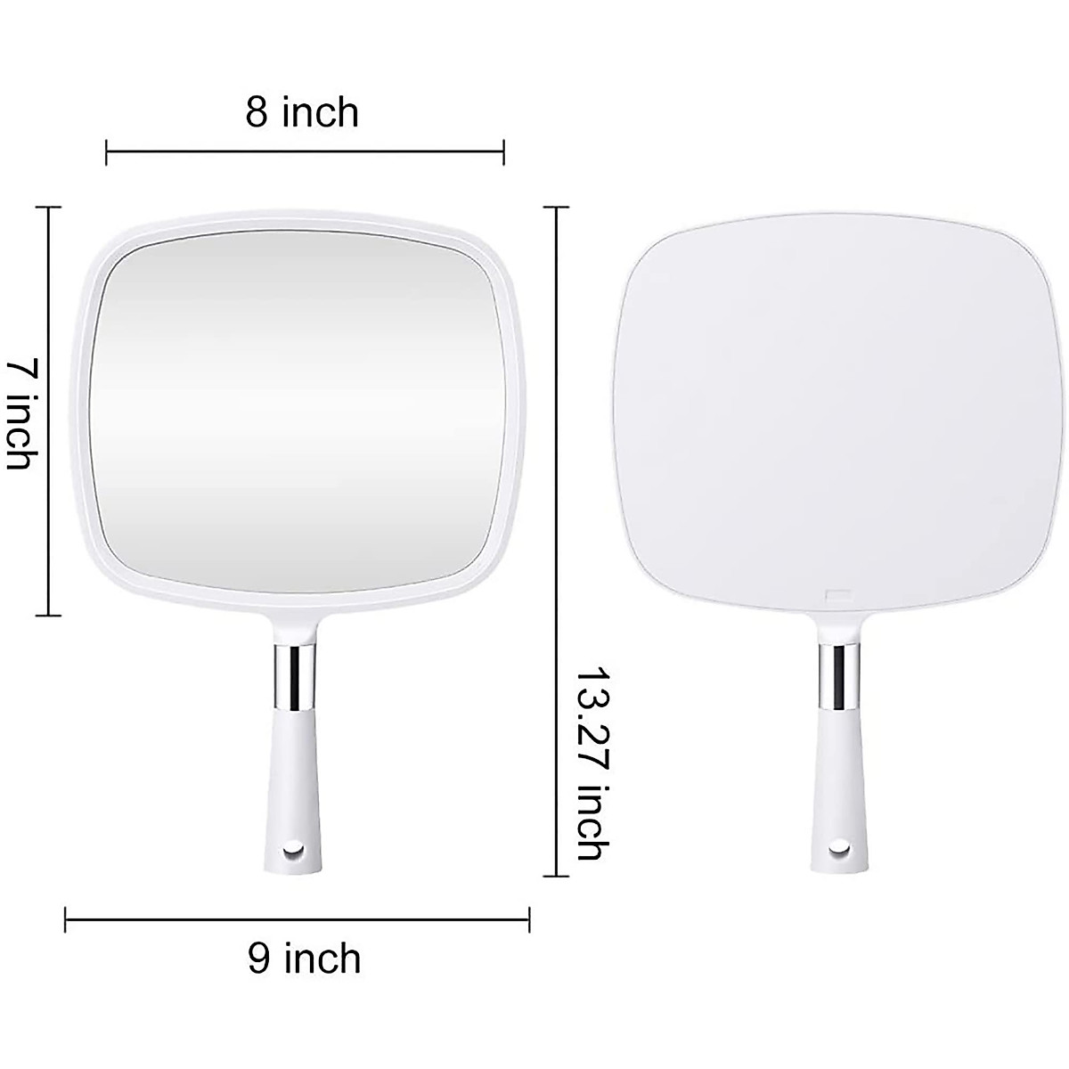 Orange Tech Large Hand Held Mirror with Handle, Makeup Hand Mirror with Hook Hole for Bathroom and Bedroom, Barbers Haircut Mirror for Home and Salon