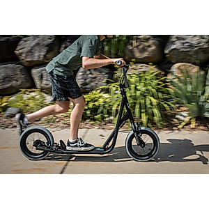 Mongoose Trace Youth Kick Scooter Folding and Non-Folding Design, Regular, Lighted, and Air Filled Wheels, Multiple Colors, Black (R6331AZA)
