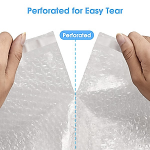 Pacific Mailer Bubble Cushion Wrap Pouches 7.5x7.5 Inch Total 50 Packs Self Sealing Bubble Pouch Bags Roll for Packing, Shipping, Storage, Moving [Clear]