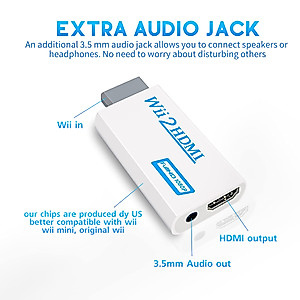 Xahpower 2 in 1 Accessories Bundle Kits for Wii, Wired Infrared Ray Sensor Bar and Wii to hdmi Converter Compatible with Nintendo Wii