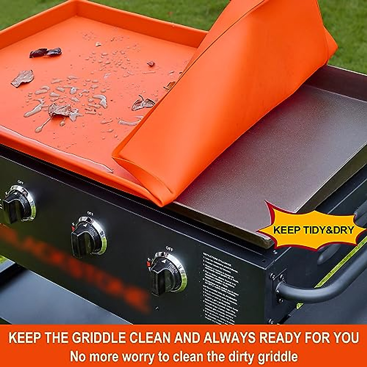 Upgraded Griddle Cover Mat for 28 Inch Blackstone Griddle, Full-edge Griddle Silicone Protective Mat, Heavy Duty Food Grade Silicone Grill Cover Protect Your Griddle from Insects, Debris and Rust