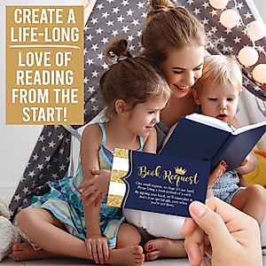 25 Books For Baby Shower Request Cards - Prince Baby Shower Invitation Inserts, Book Request Baby Shower Guest Book Alternative, Bring A Book Instead Of A Card, Baby Shower Book Request For Boys