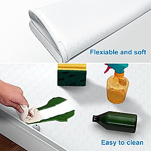 AECHY Under Sink Mat, 34" x 22" Silicone Under Sink Liner, Under Kitchen Sink Mat with Unique Drain Hole Design, Waterproof & Flexible Sink Mats for Kitchen, Bathroom and Laundry Room White