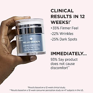 IT Cosmetics Hello Results Wrinkle-Reducing Daily Retinol Serum-in-Cream - Firming & Anti-Aging Retinol Face Cream with Niacinamide, Vitamin B5 & Vitamin E - 1.7 fl oz