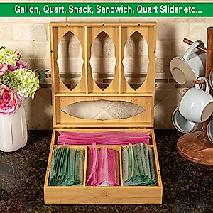 Ziplock Bag Storage Organizer, Kitchen Organization, Drawer Organizer, Magnetic, Bamboo, Unique Design