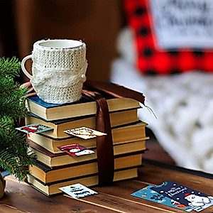 YoeeJob 120pcs Christmas Bookmarks Bulk for Women/Men/Kids, Xmas Tree Snowman Santa Reindeer Claus Bookmark for Book Lovers, Christmas Gift for Students, Holiday Party Favors