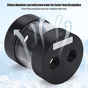 3 Holes Cylindrical Computer Water CoolingTank,YSX-6PC 50mm OD Water Cooling Cylinder Water Cooled Reservoir Water Cooling Radiator with G1/4 Thread Holes for Computer Desktop