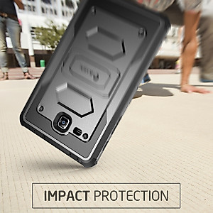 Galaxy Tab A 7.0 Case, Heavy Duty i-Blason Samsung Galaxy Tab A 7 2016 Armorbox Dual Layer Hybrid Full-Body Protective Kickstand Case with Front Cover and Built-in Screen Protector (Black)