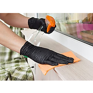 Atlantic Safety Products Black Lightning Exam Gloves, Disposable, Powder-Free Nitrile Gloves, Black, Extra Large, 100-Ct